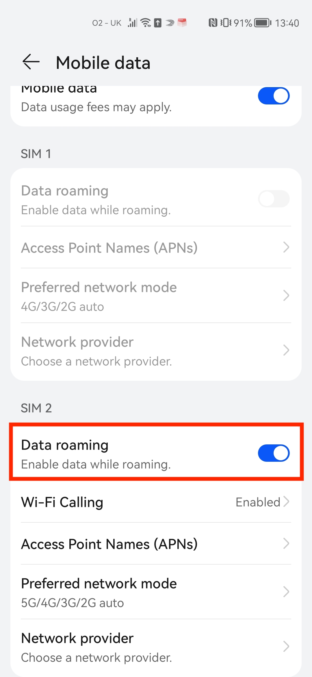 Turning Data Roaming on / off on Huawei Devices – tripsim by SYD | Help