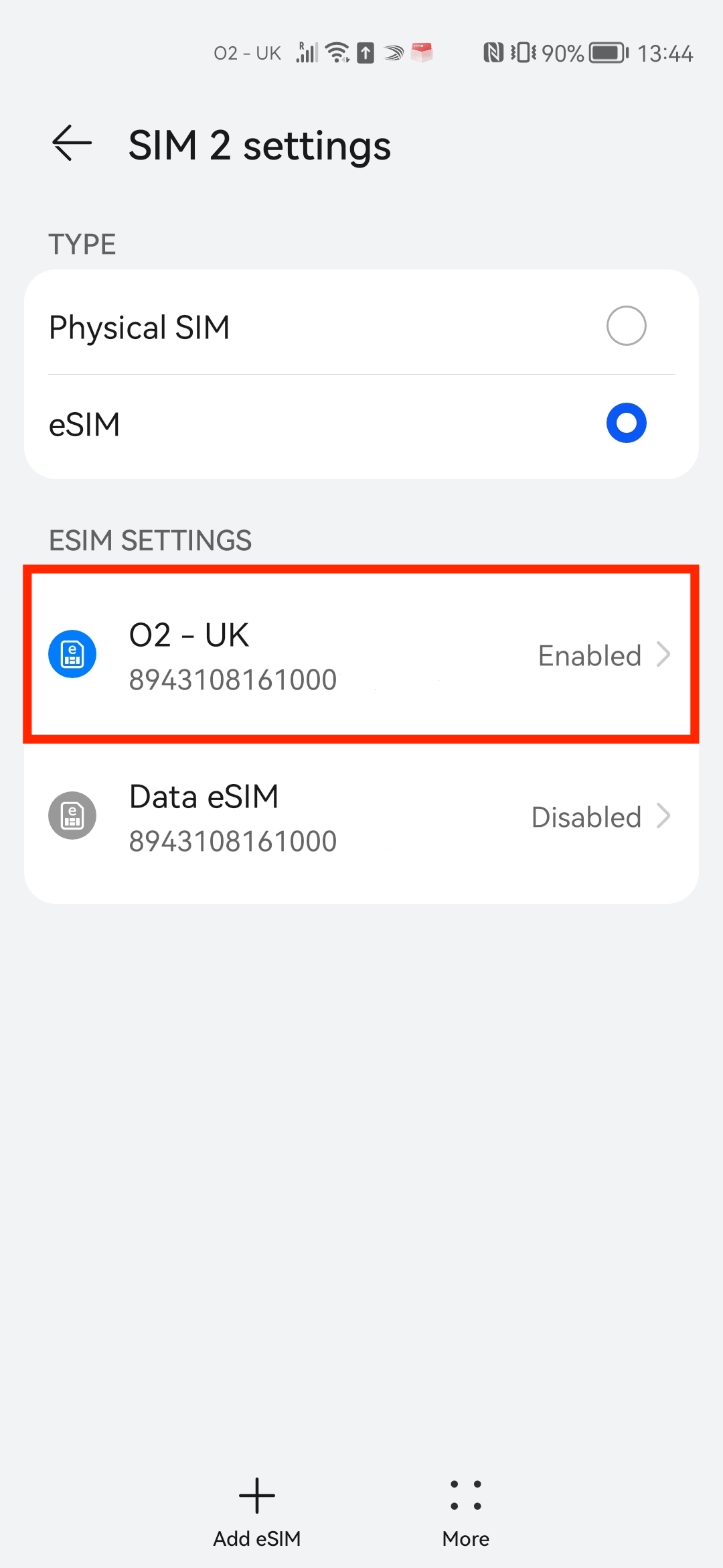 Locate ICCID (eSIM Serial Number) on Huawei Devices – tripsim by SYD | Help